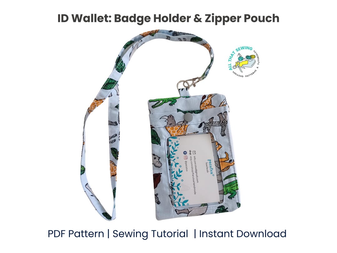 Photo ID Wallet Pattern With Lanyard, ID Holder With Pocket Pattern ...