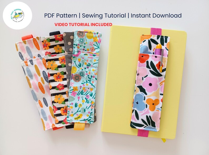 Bookmark Pen Holder Pattern, Notebook Pen Sleeve Tutorial, A5 Pen ...
