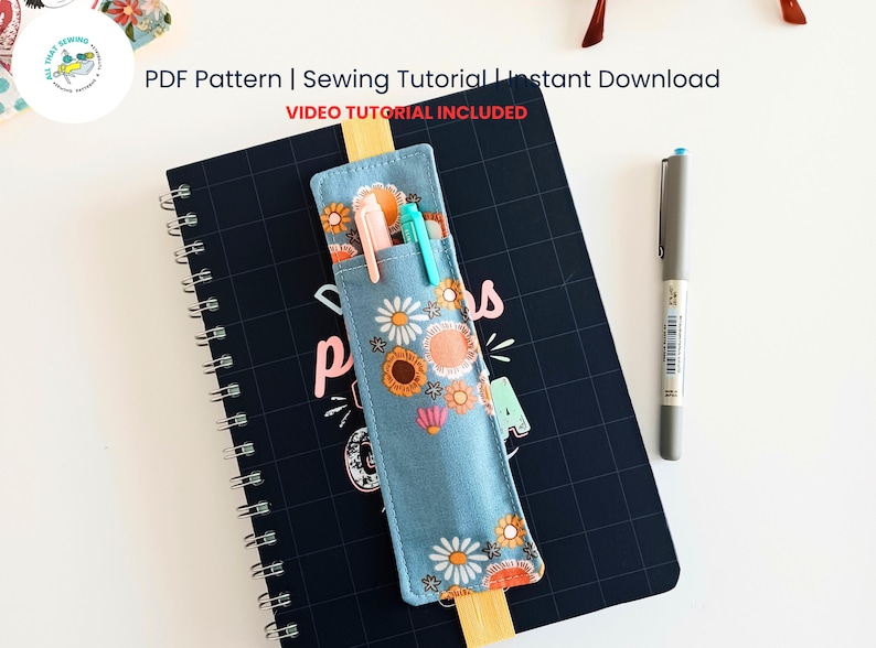 Bookmark Pen Holder Pattern, Notebook Pen Sleeve Tutorial, A5 Pen ...
