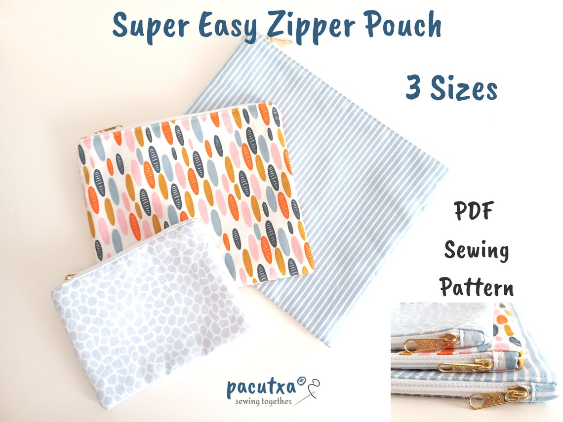 Super Easy Zipper Pouch PDF Sewing Pattern Small Utility - Etsy
