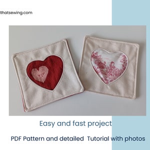 Heart Mug Rug Pattern, Fabric Coaster Pattern, Tea Coaster Pattern ...