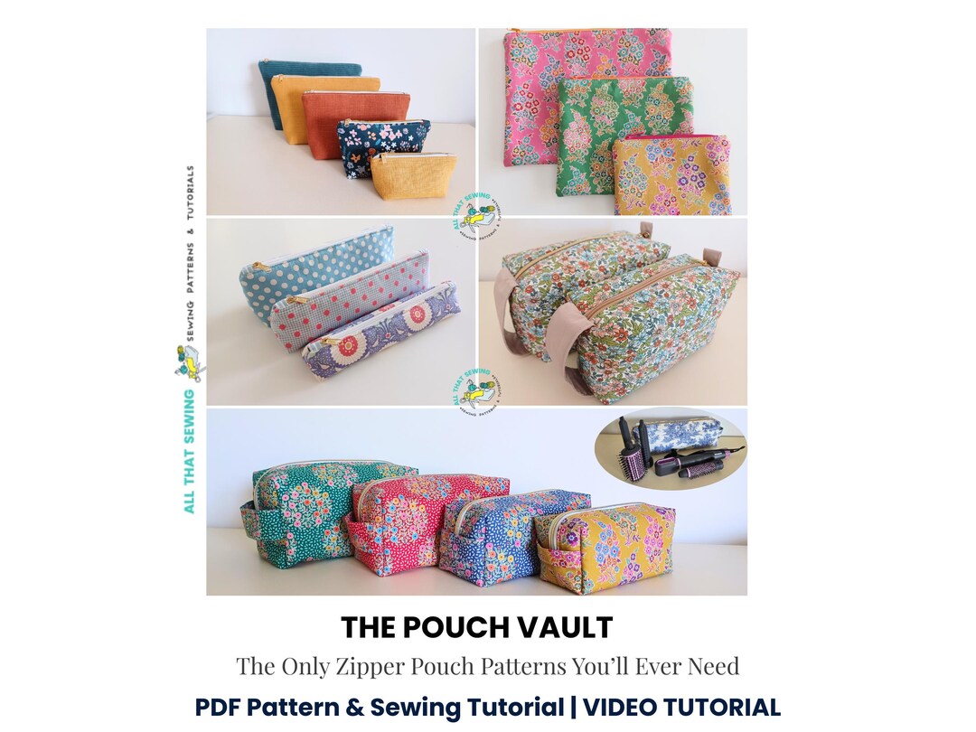 Zipper Pouch Set Pattern, Easy Zipper Pouch for Beginner Sewing Pattern ...