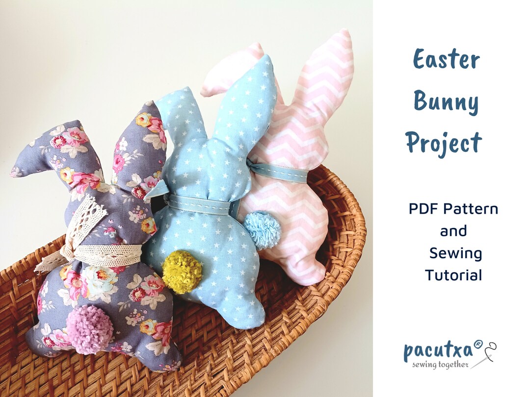 Easter Bunny Sewing Pattern, Easter Basket Decor, Fabric Bunny, Stand ...