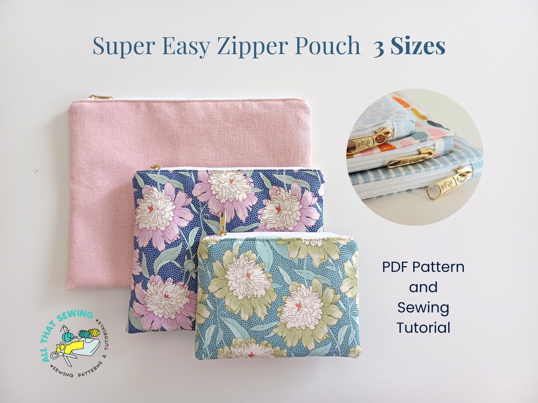 Super Easy Zipper Pouch PDF Sewing Pattern Small Utility - Etsy