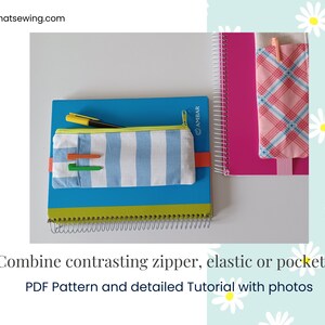 Notebook Elastic Pencil Case Sewing Pattern, Zipper Pencil Pouch PDF ...