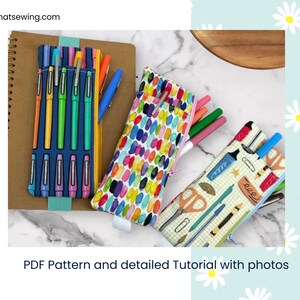 Notebook Elastic Pencil Case Sewing Pattern, Zipper Pencil Pouch PDF ...