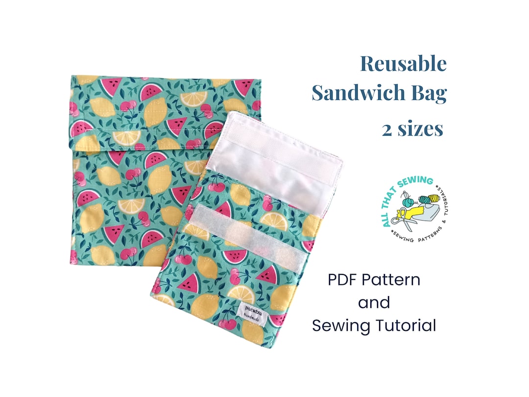 Snack Bag Pattern, Reusable Lunch Bag, Zero Waste Bag, Sandwich Bag 2 ...