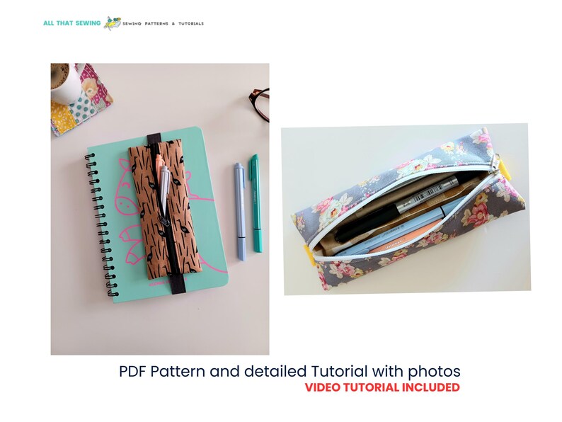 Pen Case Sewing Pattern, Elastic Pencil Pouch, Pencil Pouch for Journal ...