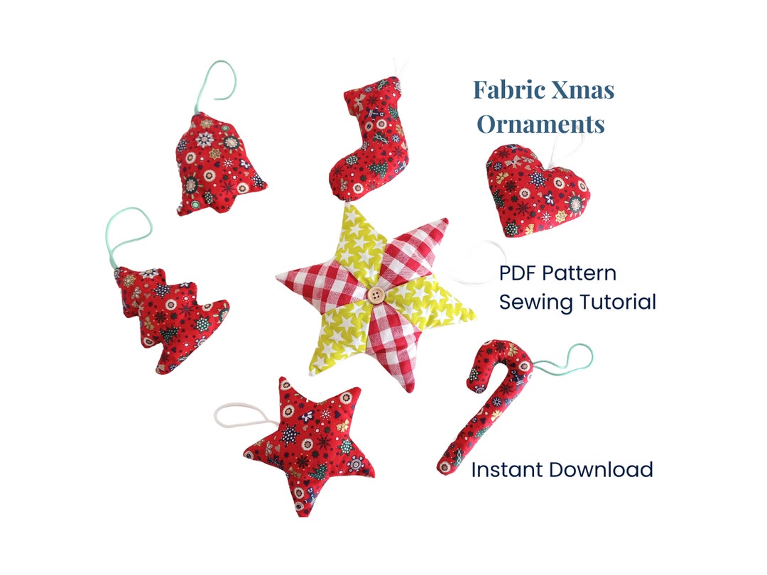 Christmas Ornaments Pattern, Fabric Ornaments, Christmas Decoration DIY ...