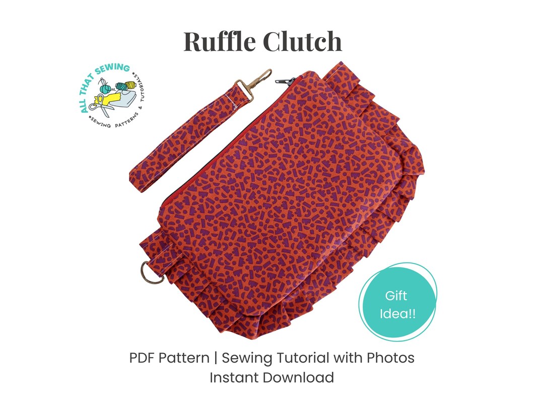 Ruffle Bag Sewing Tutorial With Photo, Clutch Purse Pattern, Zipper ...