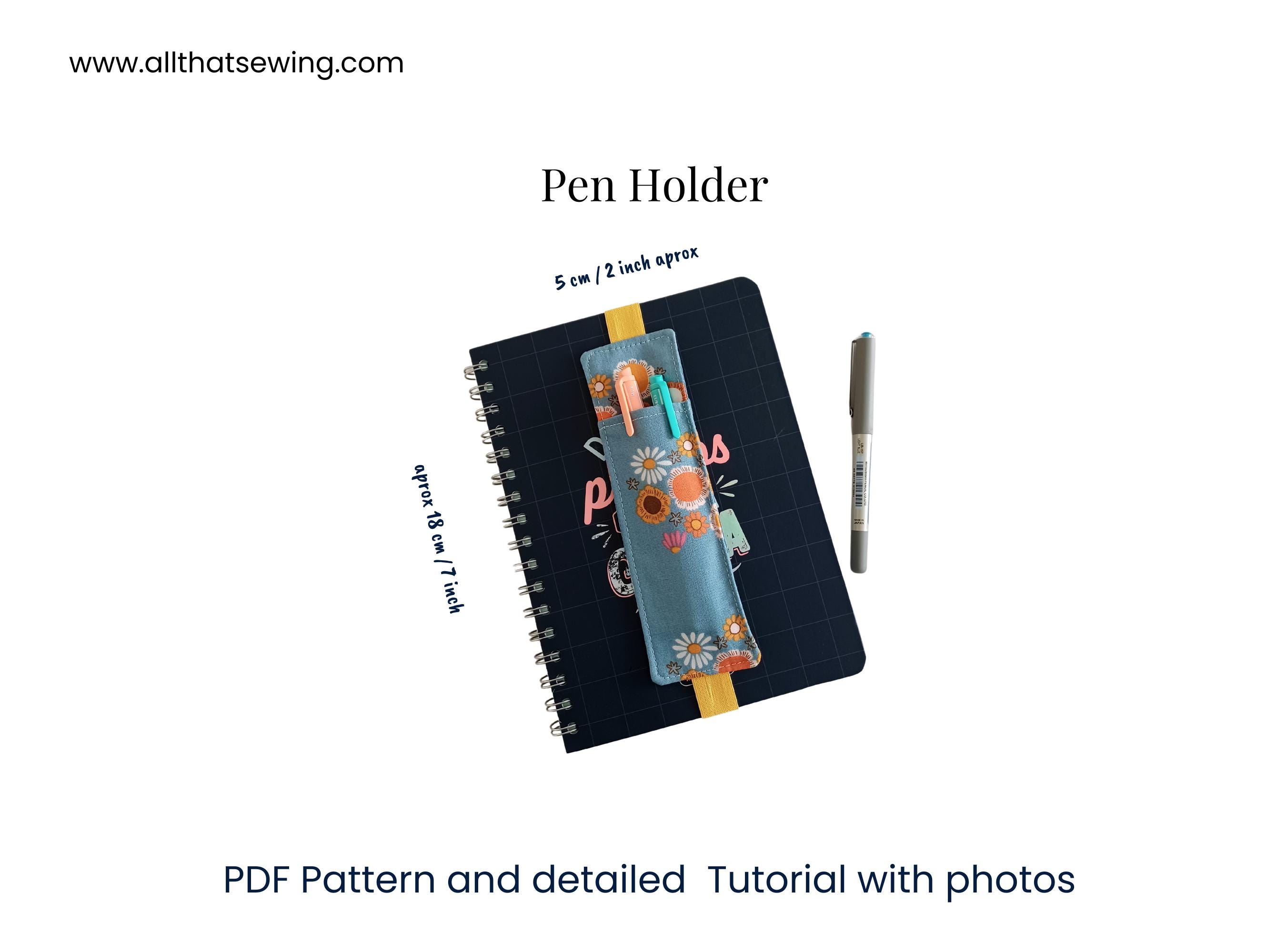 DIY Journal Pen Holder Pattern: Elastic A5 Notebook Sleeve (PDF Sewing ...