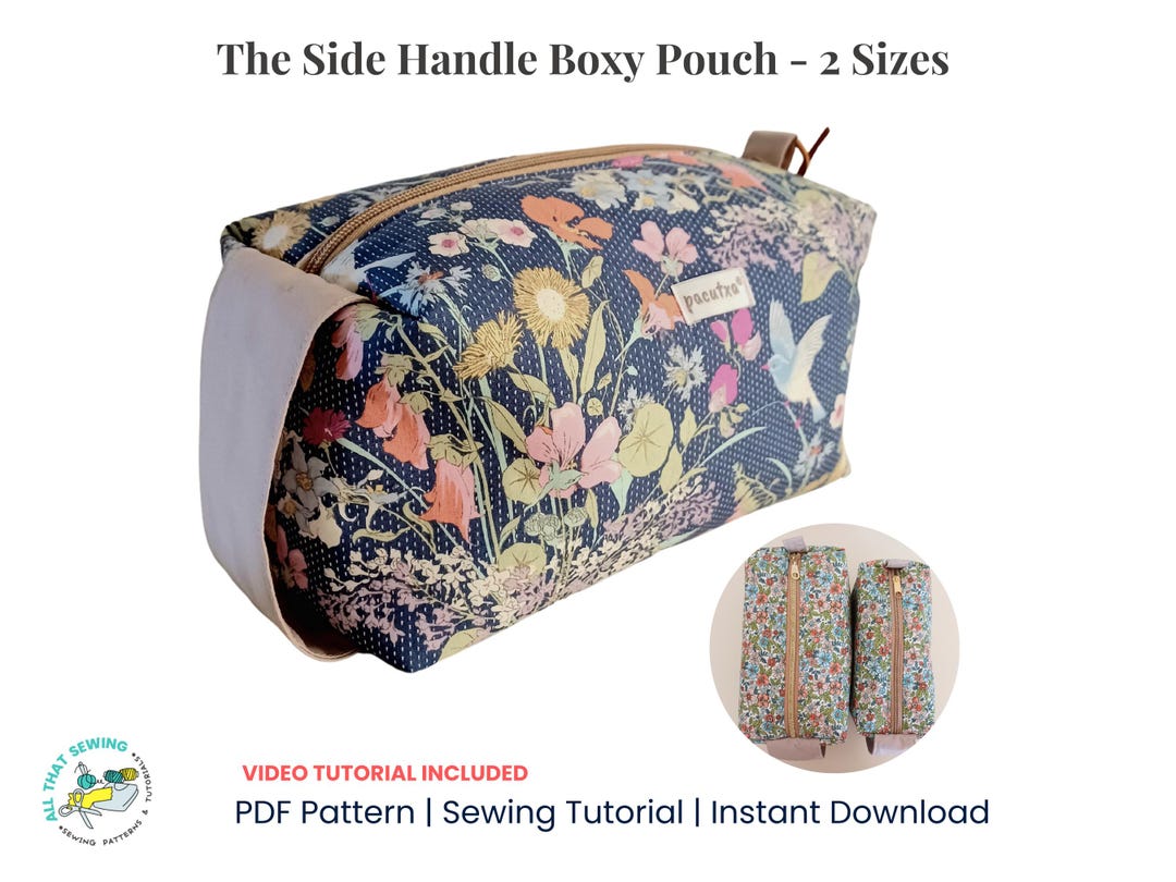 Boxy Pouch With Handle Sewing Pattern | Fabric Storage Bag Tutorial ...