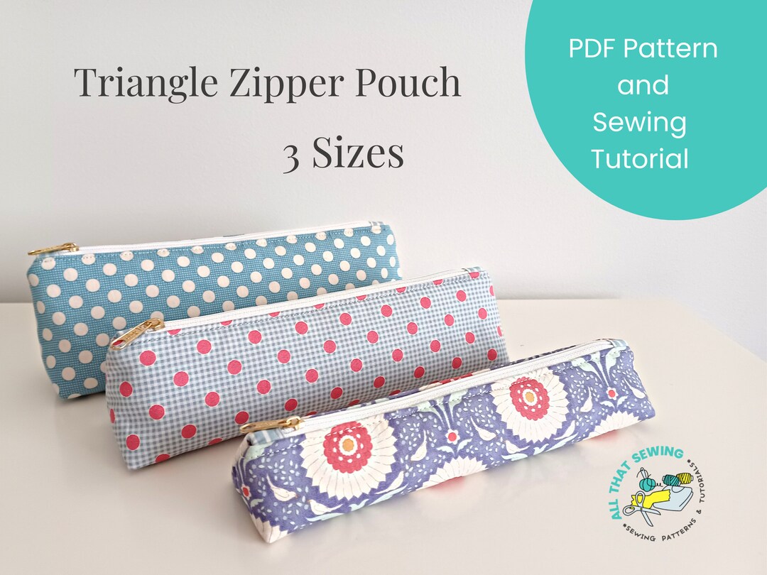Easy Zipper Pouch Pattern, 3 Sizes, Zippered Pouch Sewing Pattern ...