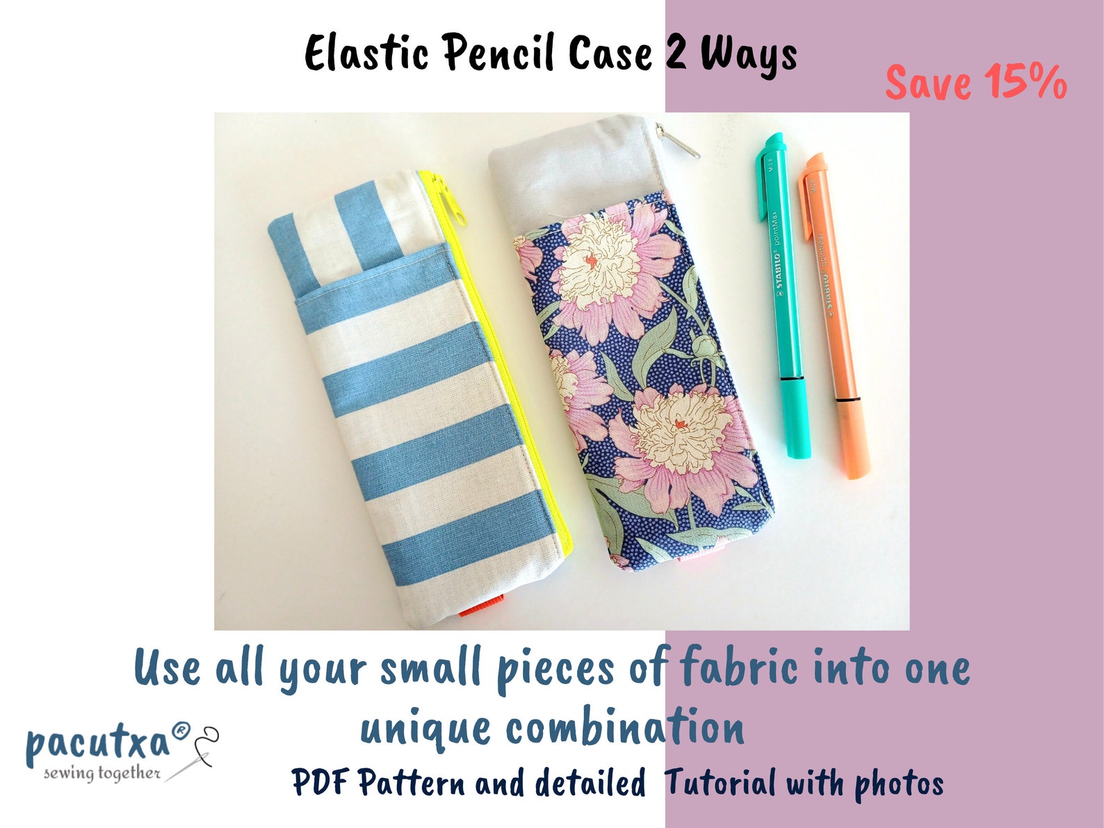 PDF Sewing Pattern Bundle Notebook Elastic Pencil Case - Etsy
