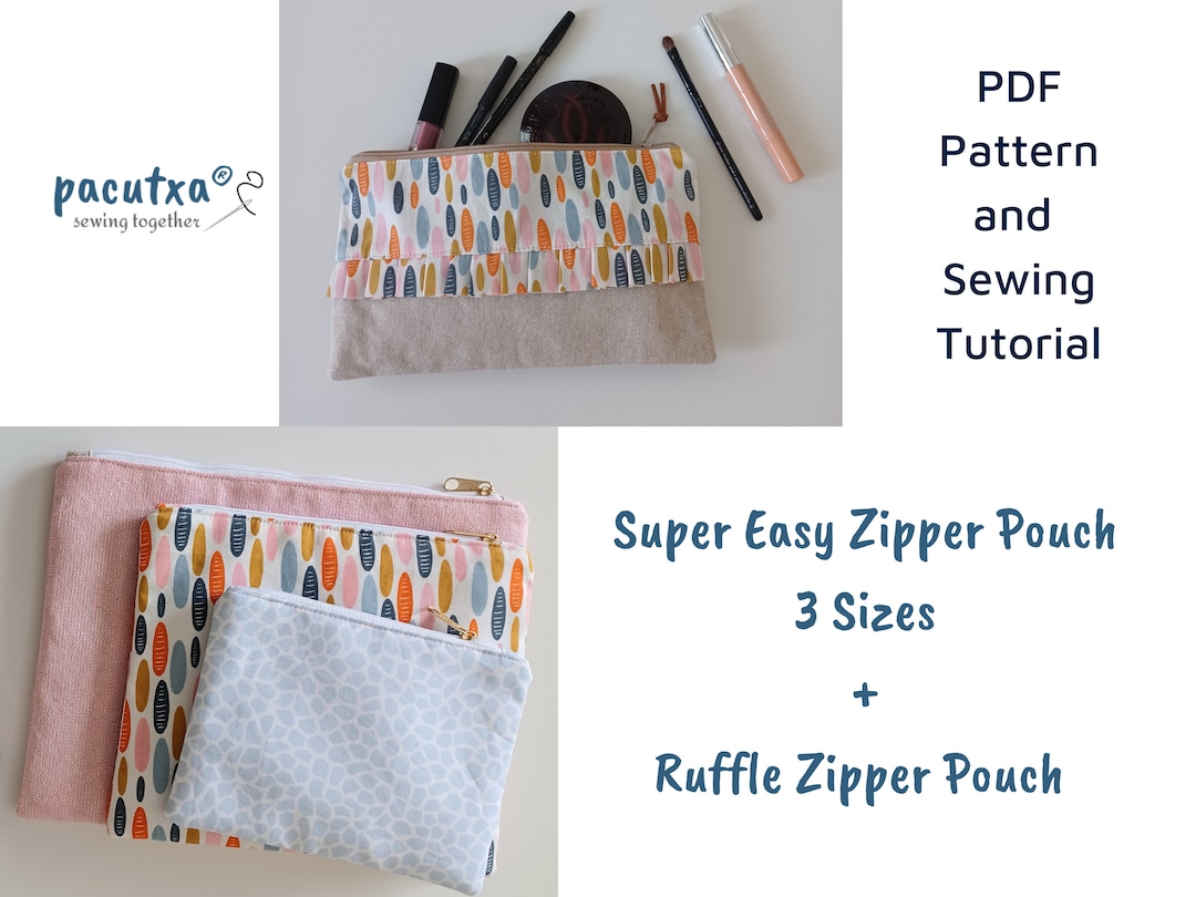 Zipper Pouch Sewing Pattern in 3 Sizes Small Cosmetic Pouch - Etsy