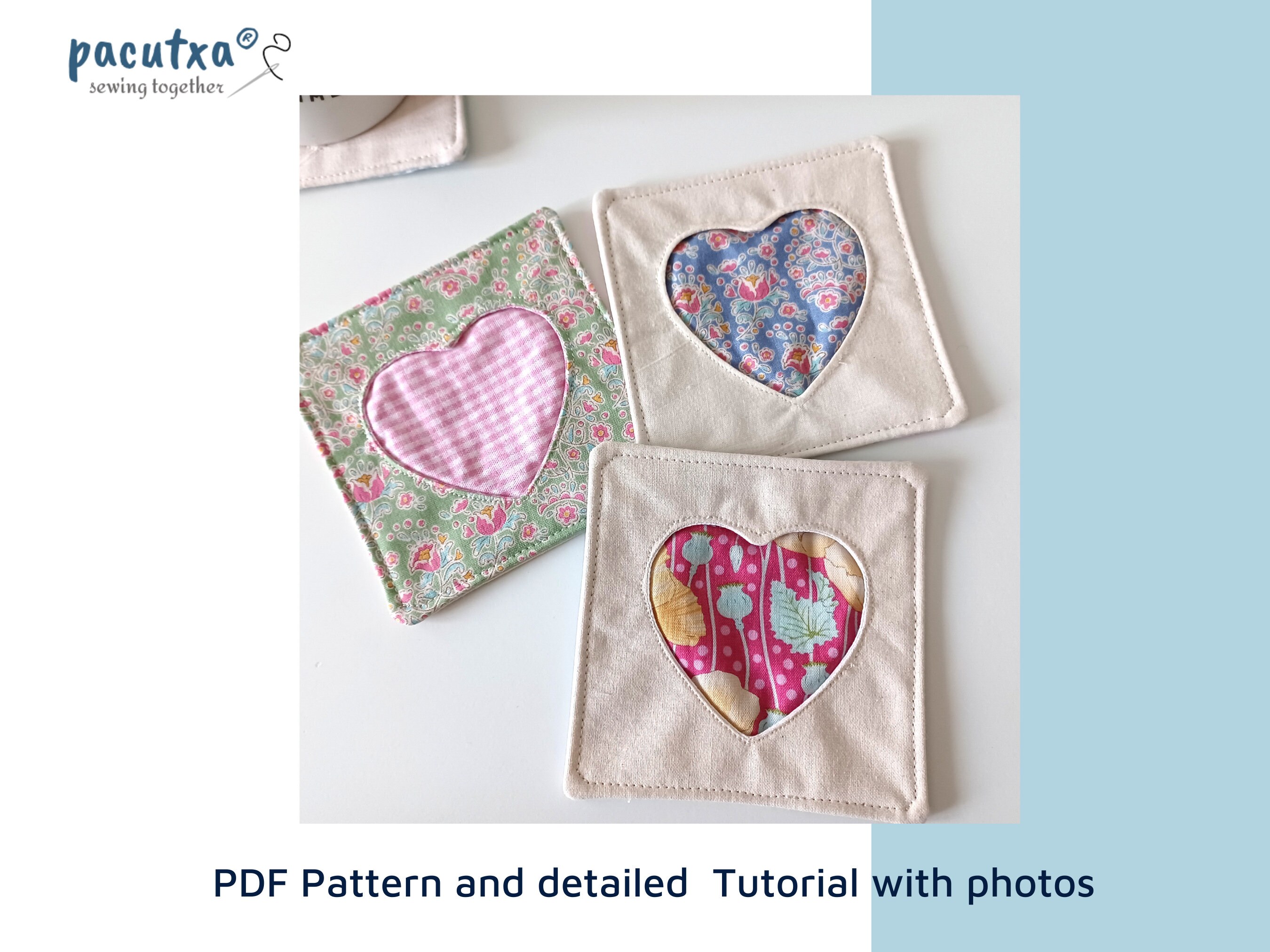 Heart Mug Rug Pattern Fabric Coaster Pattern Tea Coaster - Etsy