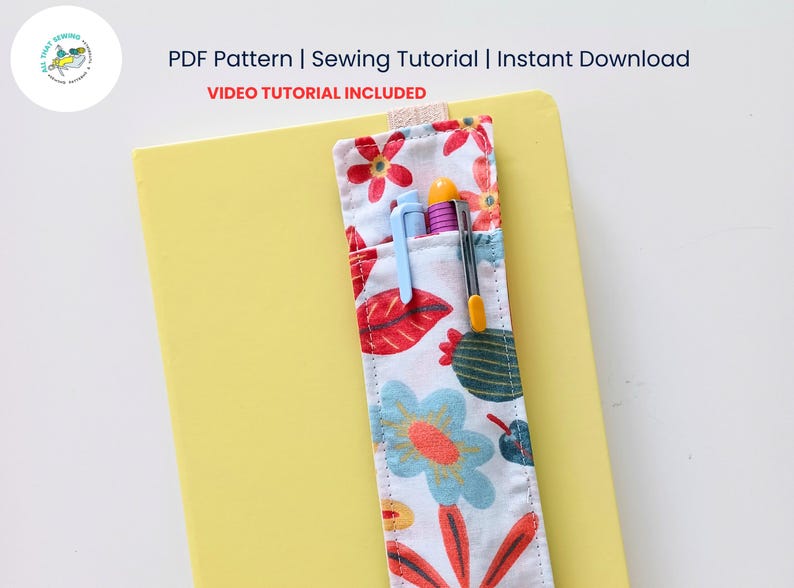 Bookmark Pen Holder Pattern, Notebook Pen Sleeve Tutorial, A5 Pen ...