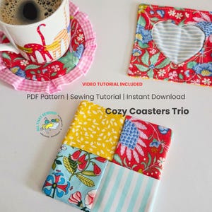 Fabric Coaster Pattern - Mug Rug Coaster Sewing Pattern PDF/ Quick Sew ...