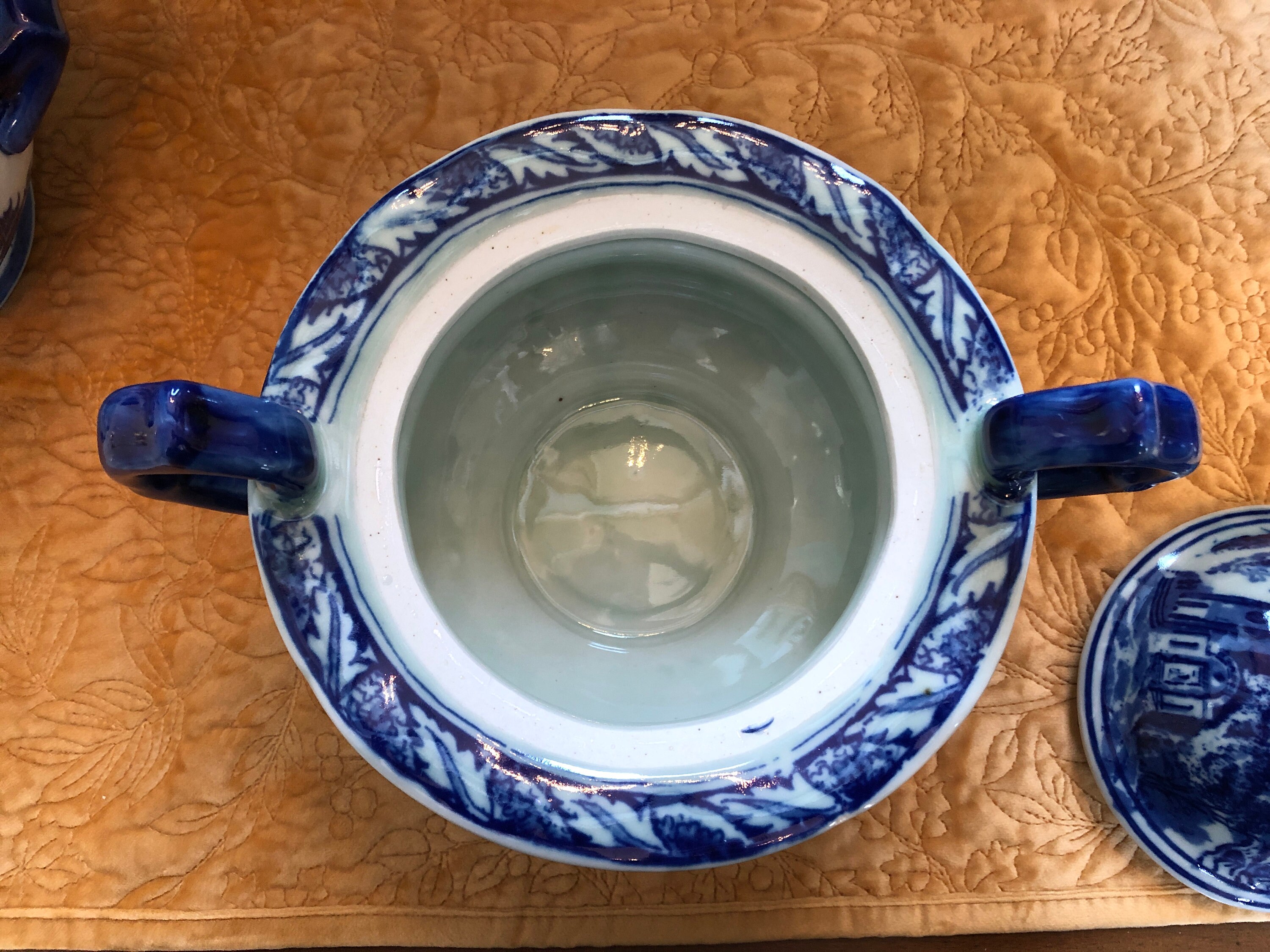 Vintage Victoria Ware Ironstone Two Handle Lidded Pot Urn, Flow Blue ...