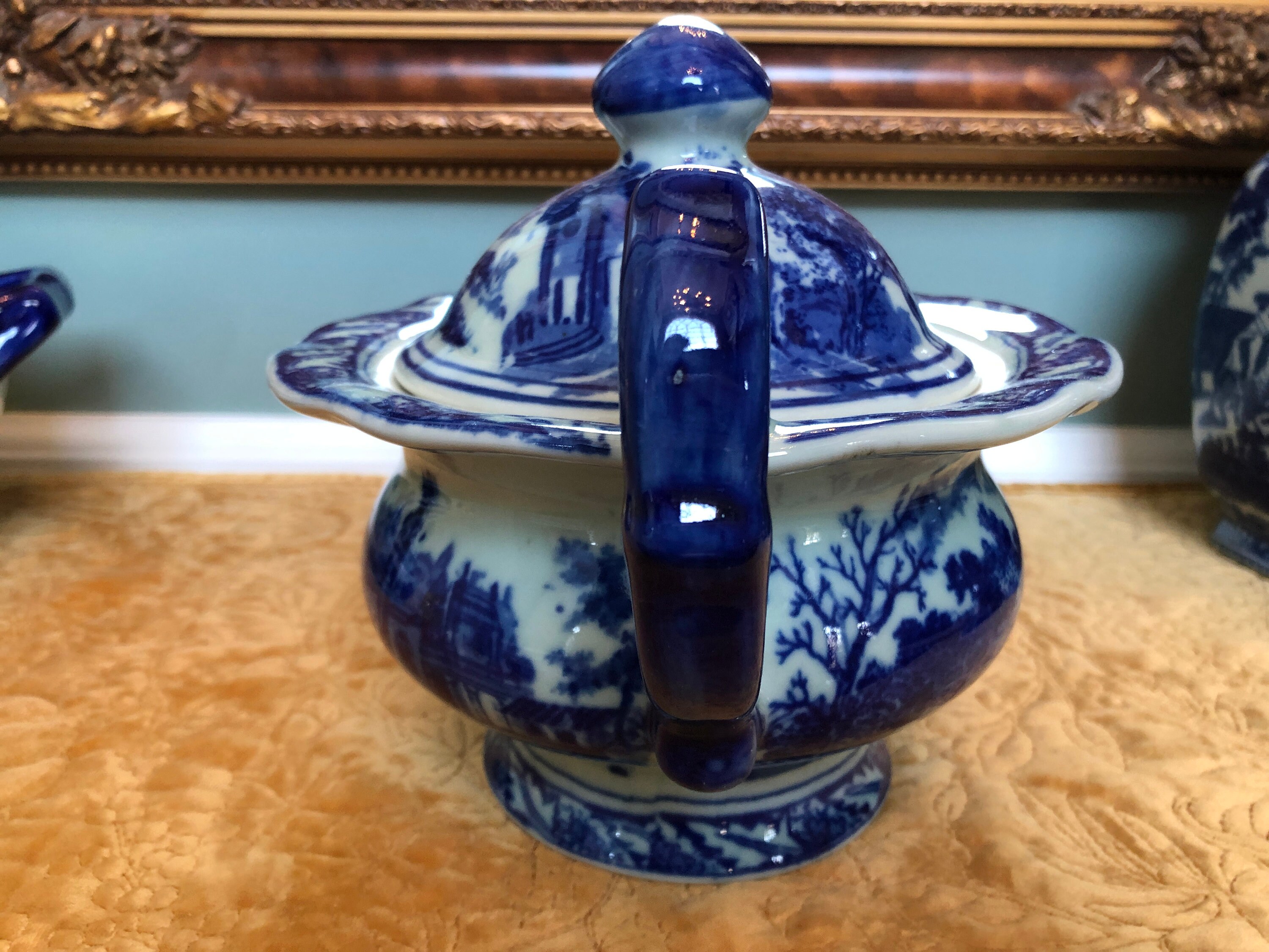Vintage Victoria Ware Ironstone Two Handle Lidded Pot Urn, Flow Blue ...