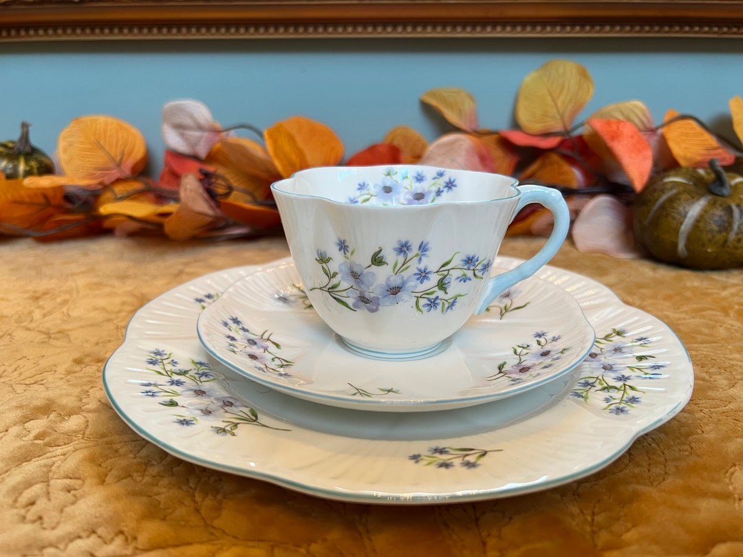 Vintage Shelley Teacup, Saucer and Dessert Plate Blue Rock #13591 - Etsy
