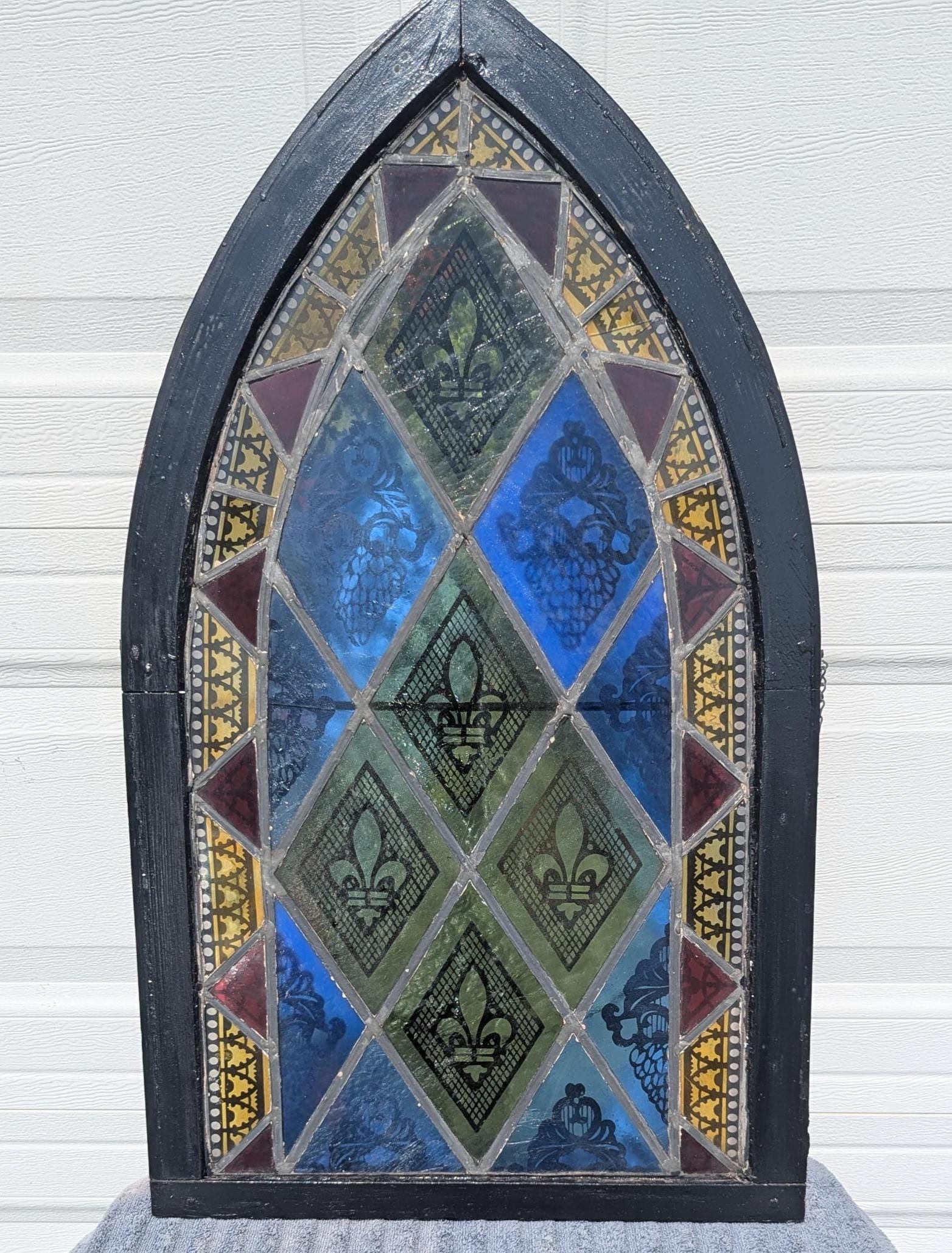 RARE Museum Find! Gorgeous Early 1900's Arched Top Stained Glass Window ...