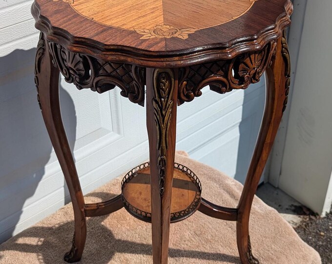 Amazing Find! French Louis XIV Style Carved Mixed Wood Marquetry Side ...