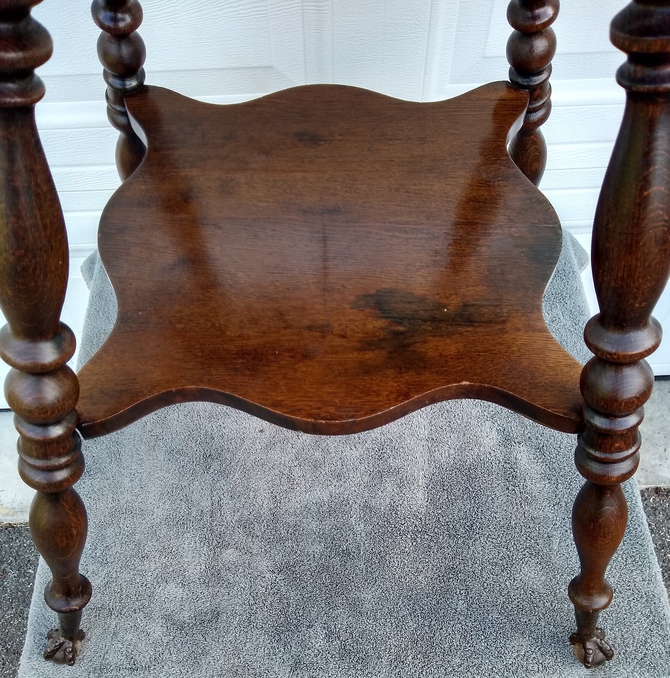Gorgeous Antique Ornate Hand Carved Scalloped Edge With Brass and Glass ...