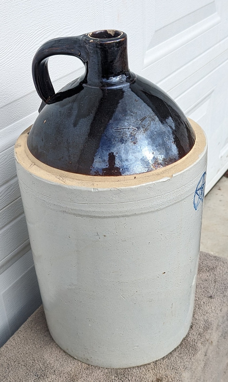 Nice Farmhouse Find! Rare Huge Antique 5 Gal Cobalt Star Embossed Salt ...