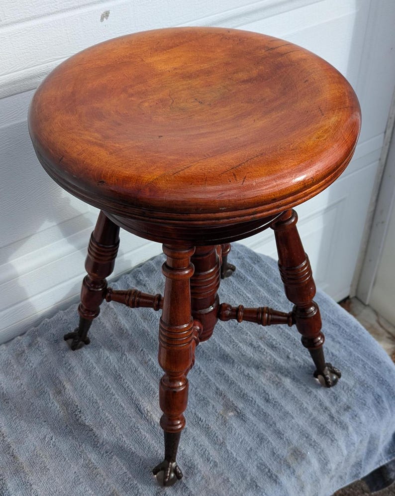 Fantastic Find Beautiful Ornate Hand Crafted Mahogany Piano Stool With ...