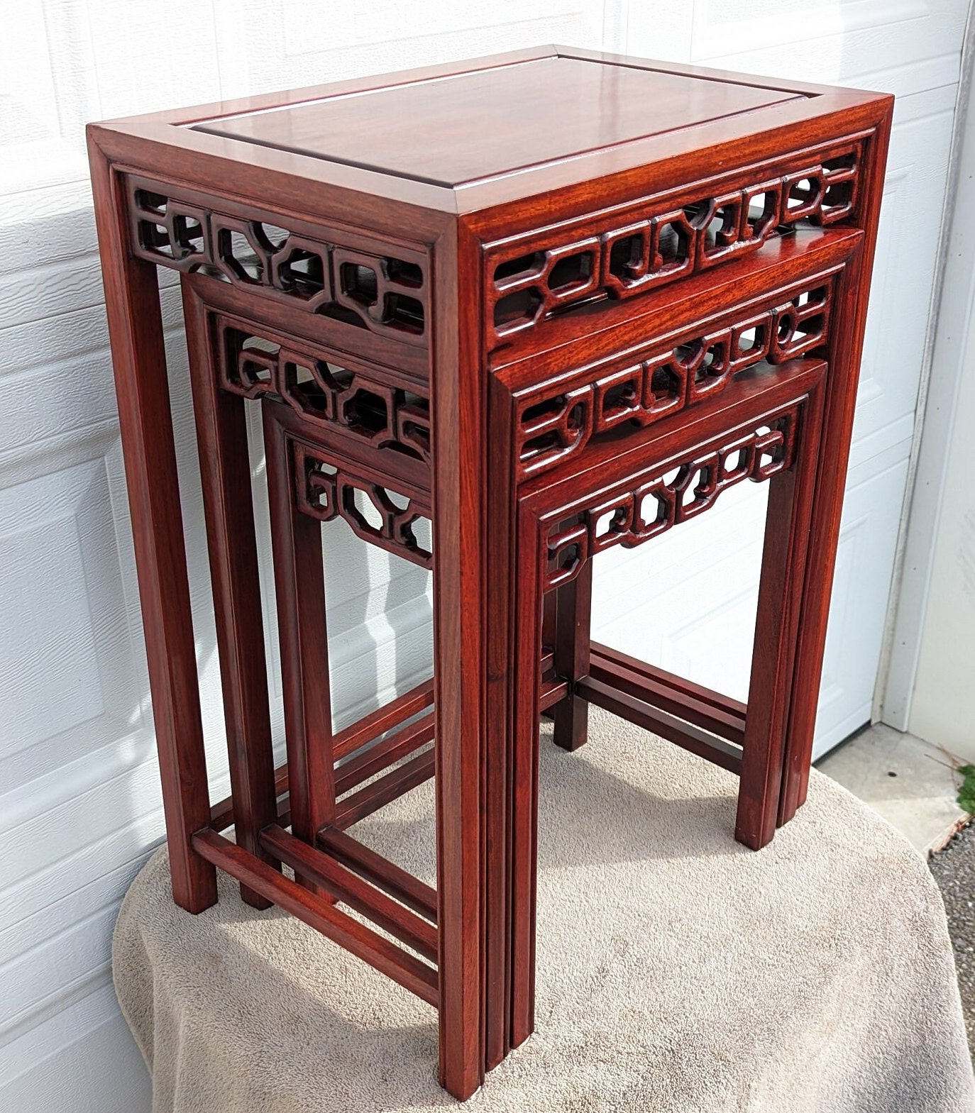 Fantastic Find Beautiful Mid 20th Century Solid Rosewood Chinese Nesting Tables Set of Three Etsy