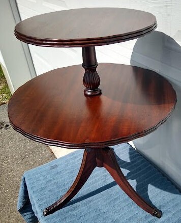 Wonderful Grain Antique Two Tier Hand Crafted Mahogany Pie Crust Table ...