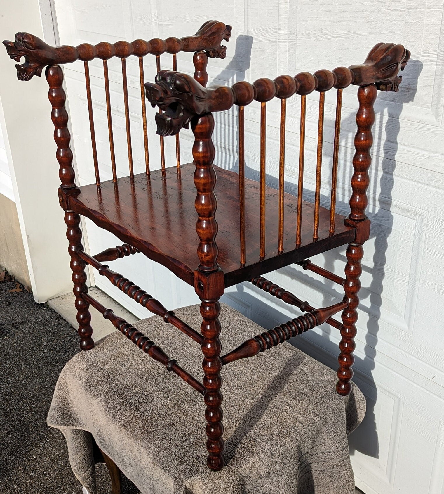 RARE Museum Find! Gorgeous Hand Carved Antique Mahogany Spindle Chair ...
