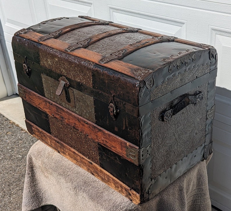 RARE Find! Fantastic 1800's Wood and Tin Immigrant Steamer Trunk ...