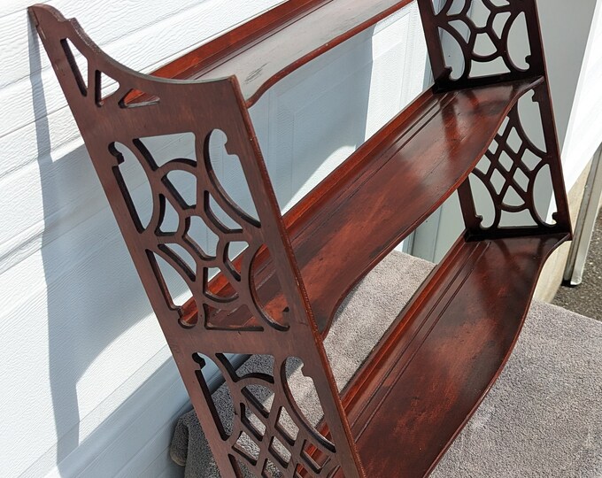 RARE! Beautiful Antique Edwardian Mahogany Hanging Shelf Wall Shelf ...