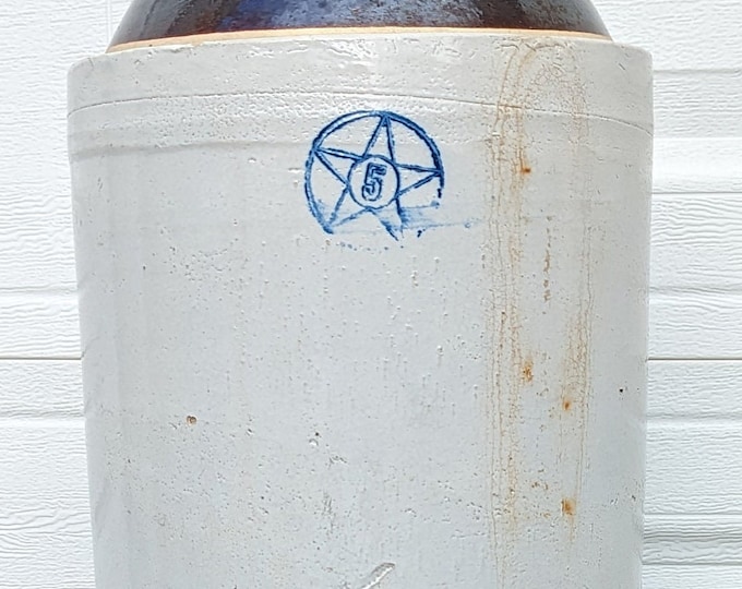 Nice Farmhouse Find! Rare Huge Antique 5 Gal Cobalt Star Embossed Salt ...