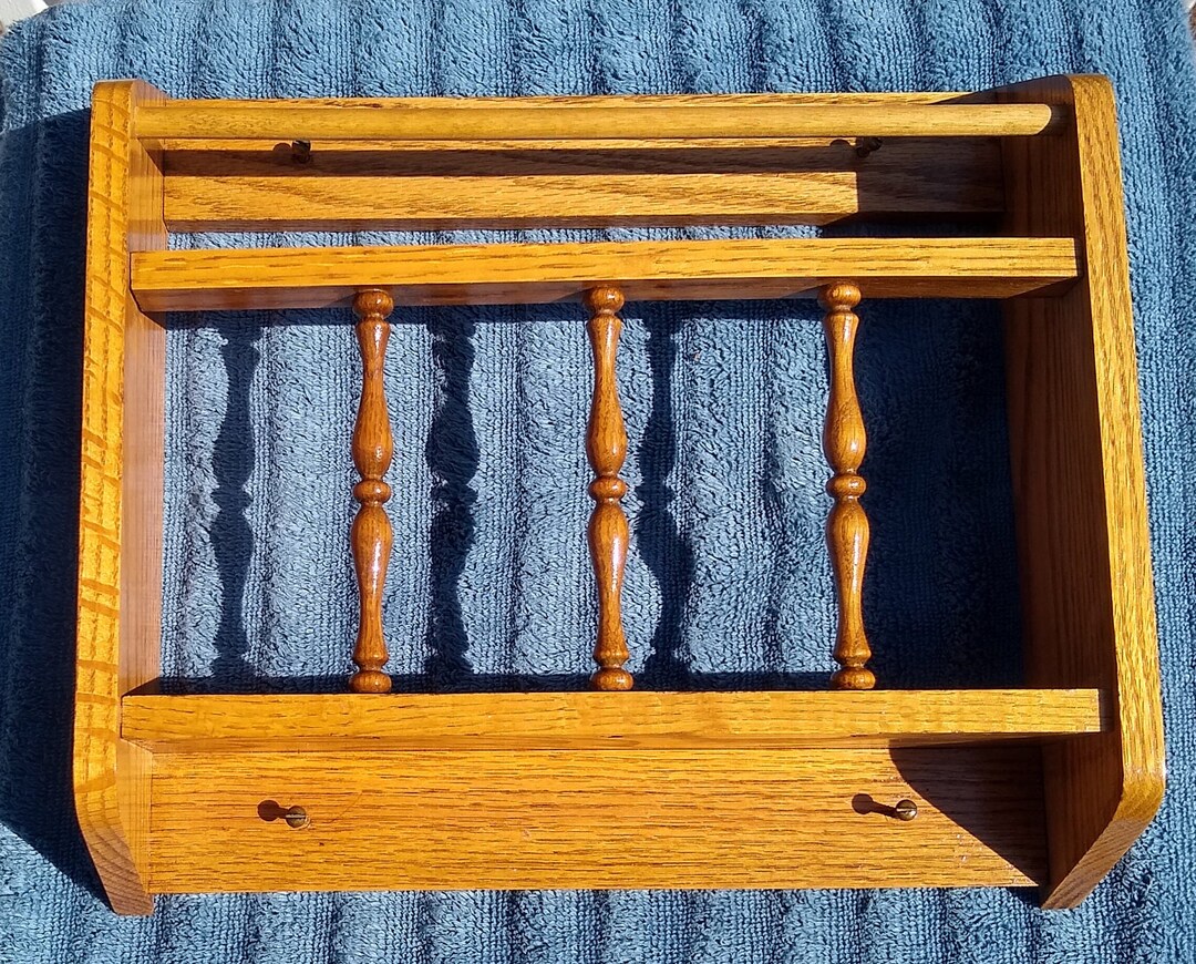 Nice Hand Crafted Solid Oak Hanging Magazine Wall Rack - Etsy
