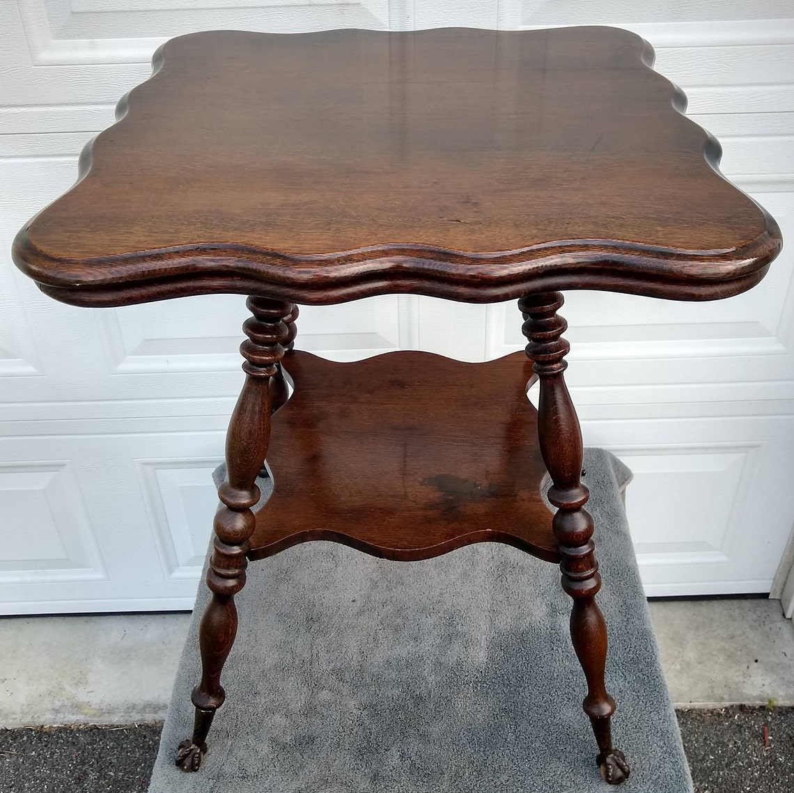 Gorgeous Antique Ornate Hand Carved Scalloped Edge With Brass and Glass ...