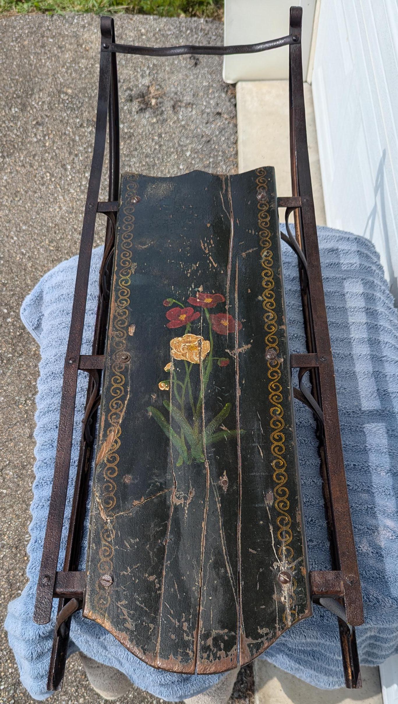 RARE! Fantastic! 1800's Victorian Hand Painted Steel Runner Sled - Etsy