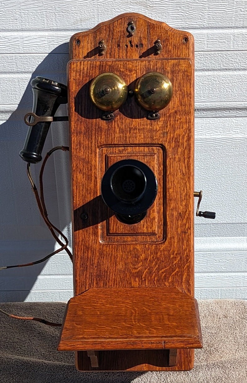 Beautiful Antique Solid Oak Wall Phone Gorgeous Quartersawn Oak ...