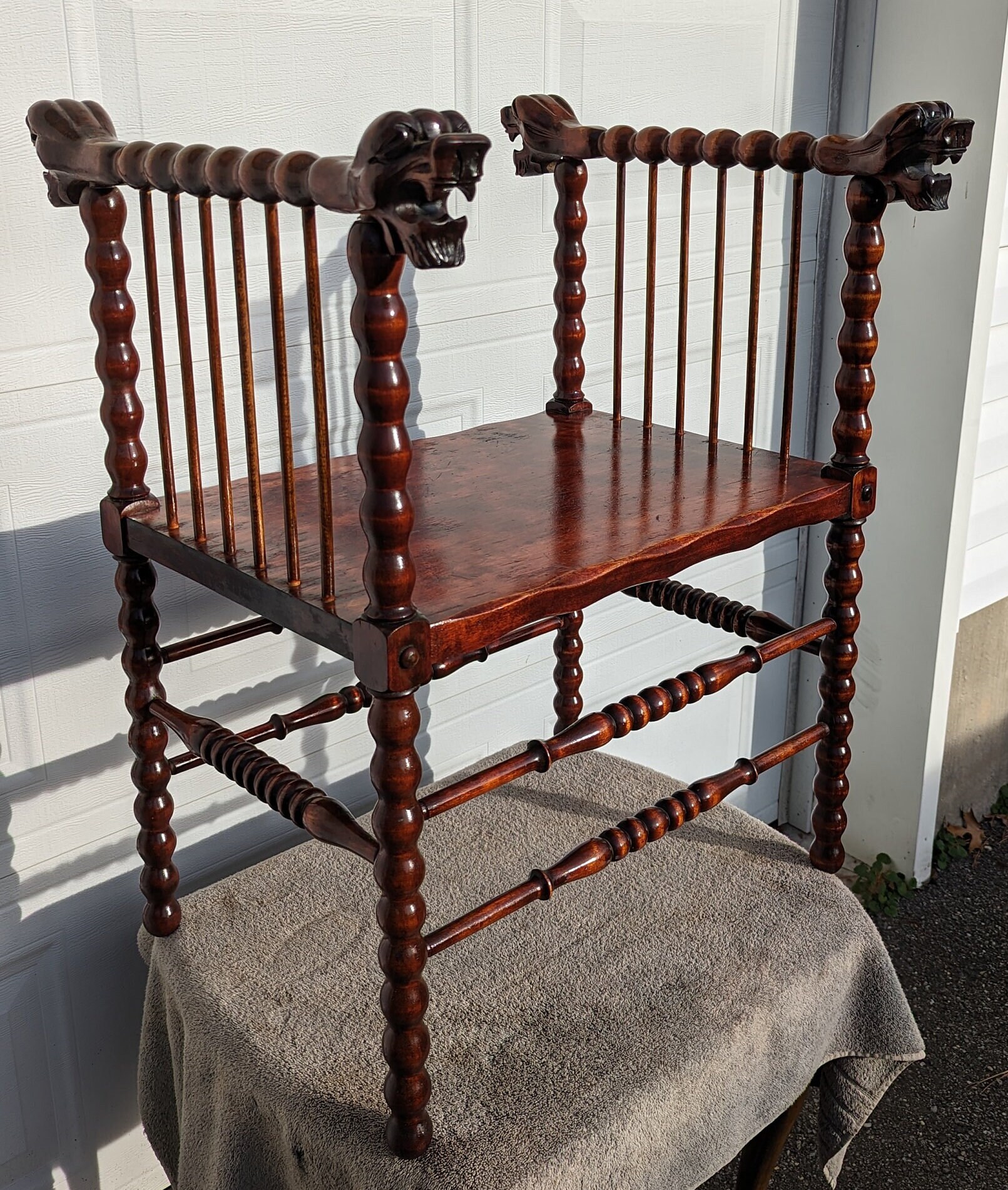 RARE Museum Find! Gorgeous Hand Carved Antique Mahogany Spindle Chair ...