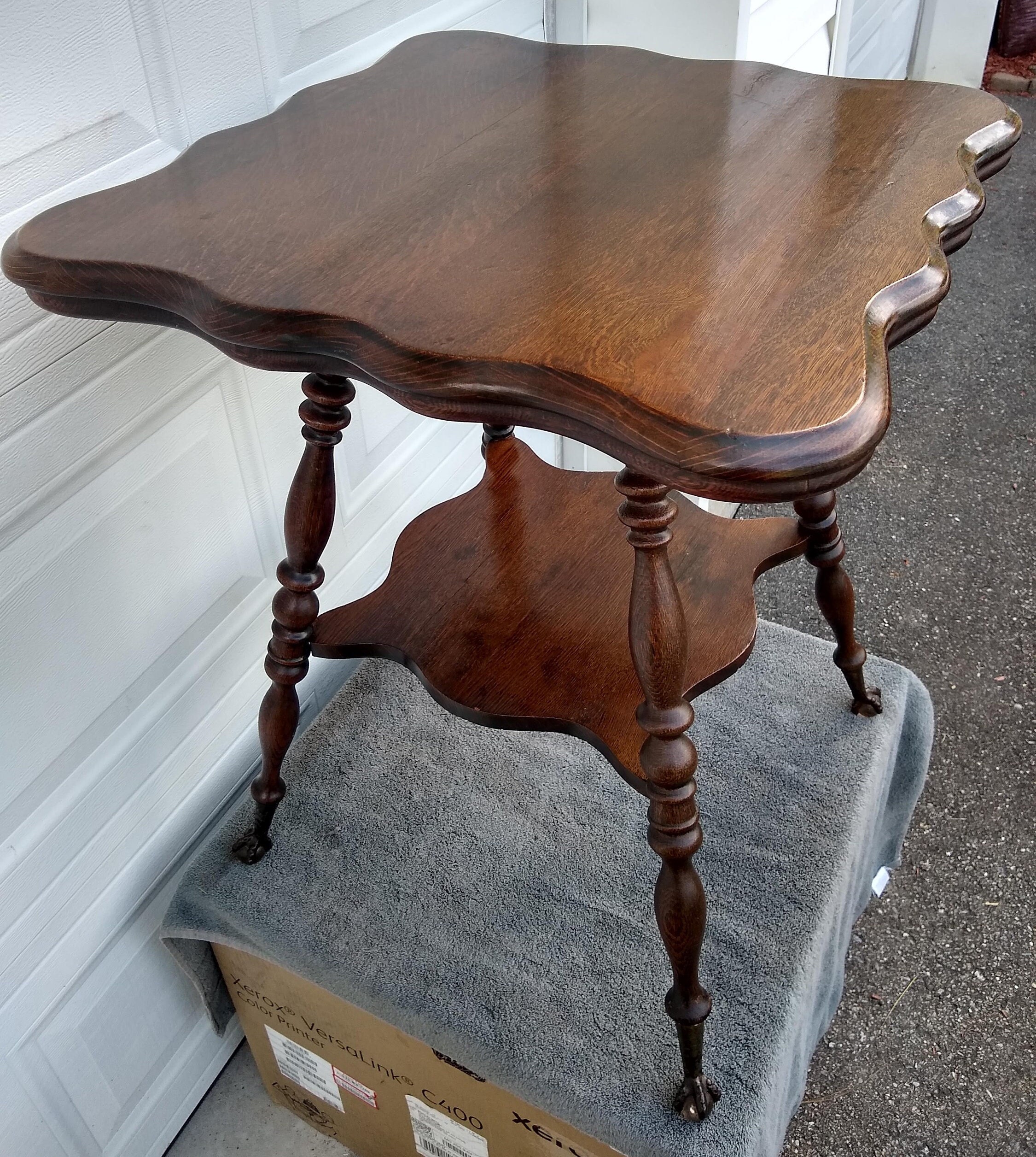 Gorgeous Antique Ornate Hand Carved Scalloped Edge With Brass and Glass ...