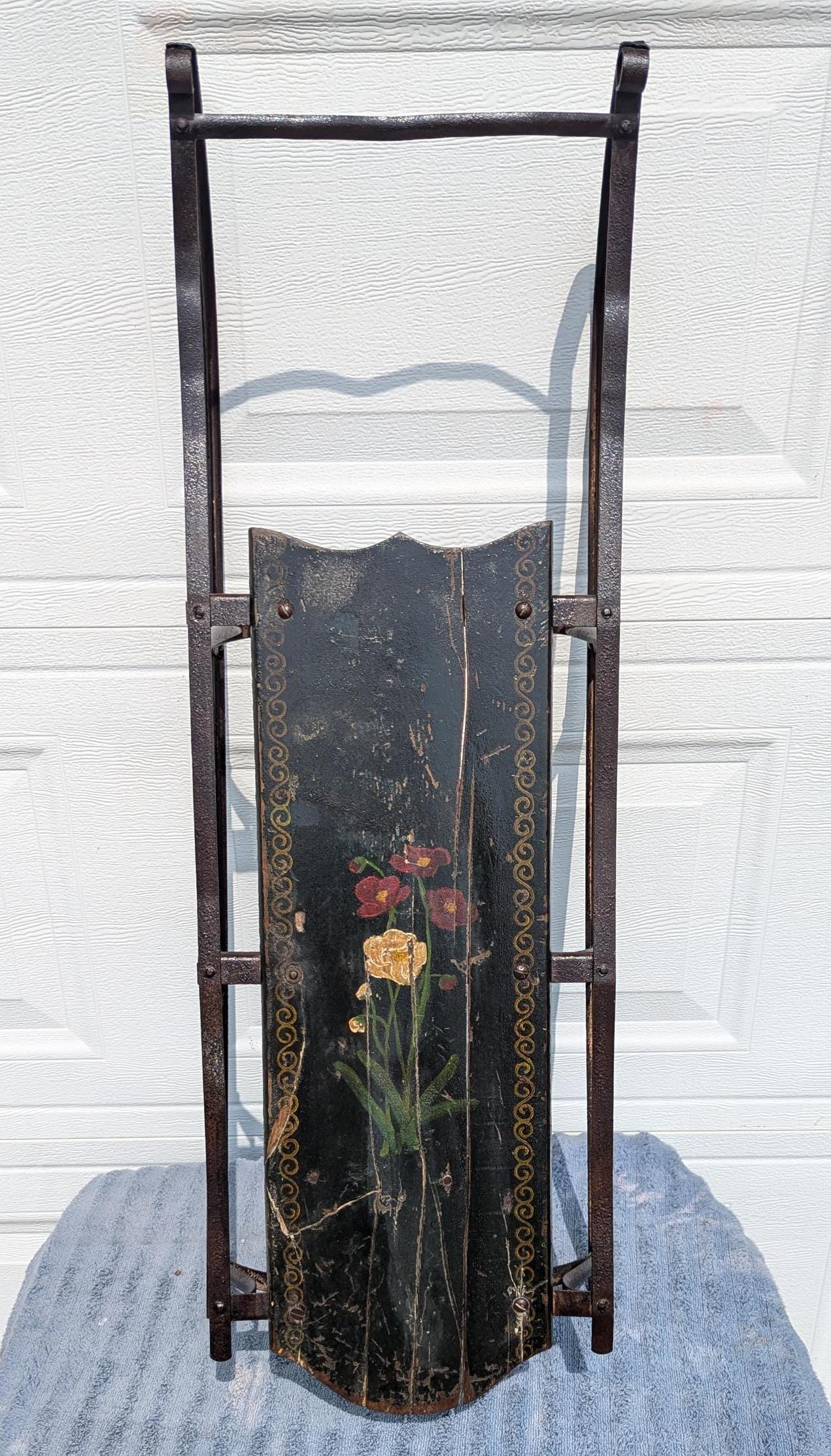 RARE! Fantastic! 1800's Victorian Hand Painted Steel Runner Sled - Etsy
