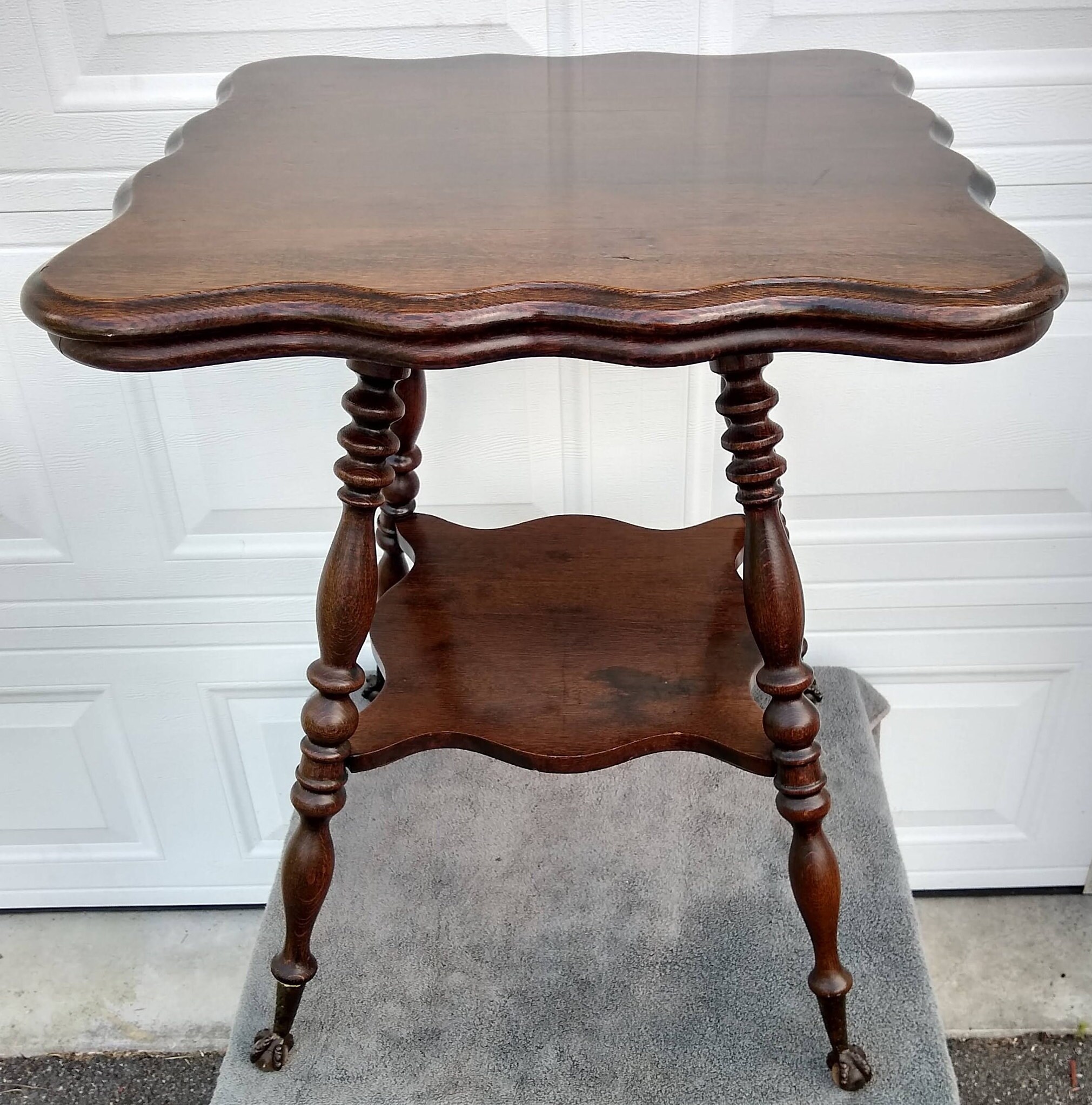 Gorgeous Antique Ornate Hand Carved Scalloped Edge With Brass and Glass ...