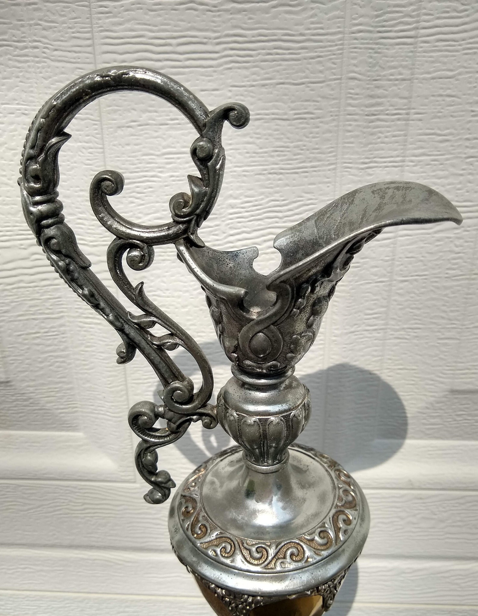 RARE Find! Antique Victorian Ornate Ewer Pitcher Mantle Metal Garniture ...