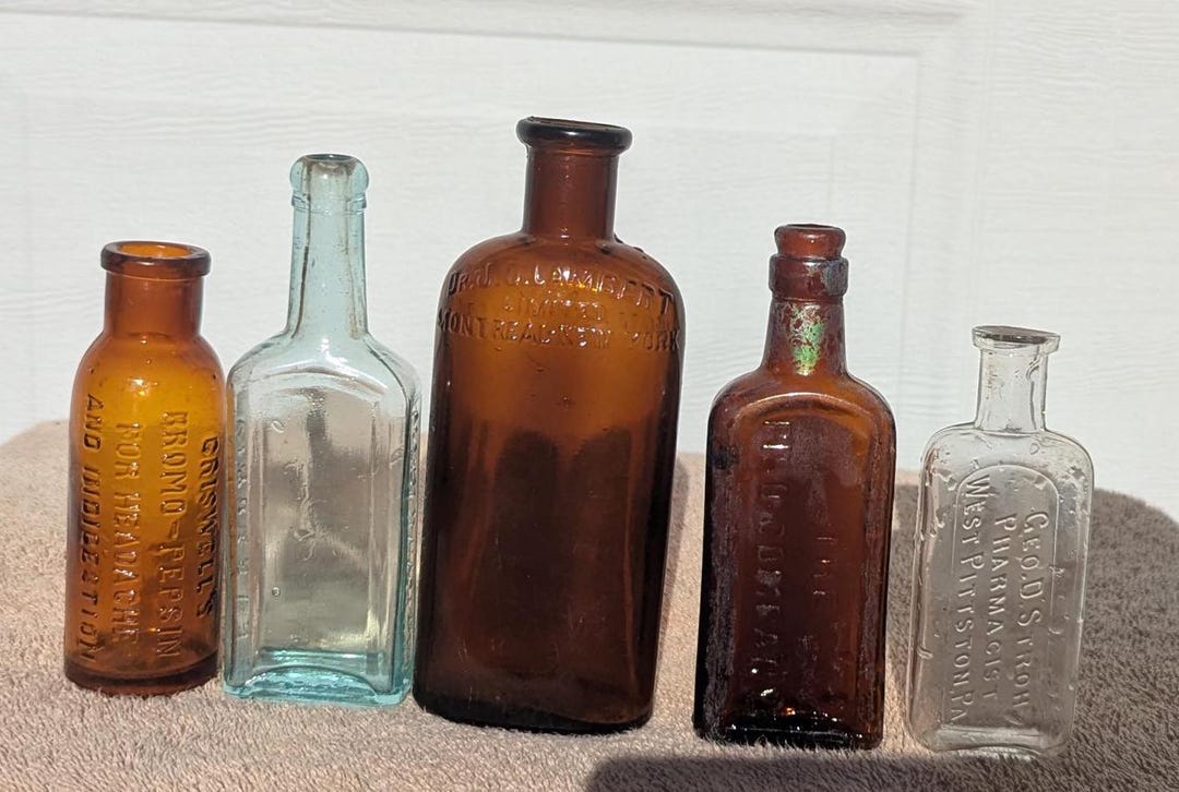 Attic Find! Early 1900's Quack Medicine Bottle Collection: Piso, Fletchers, Criswell's for Head ...