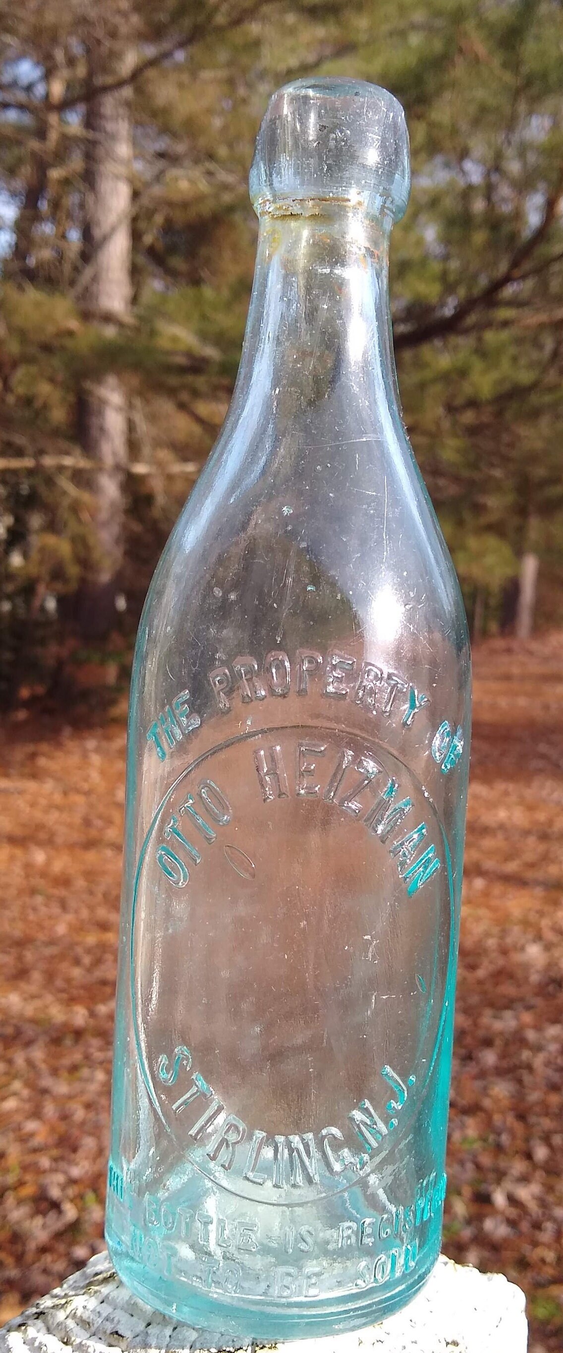 Rare Nice 1800's Otto Heizman Stirling NJ Blob Top Hand Blown Bottle - Etsy