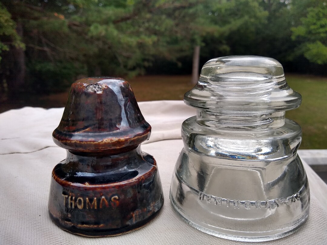 Pair of Antique Telephone Insulators Thomas & Remingray Glass Insulator ...