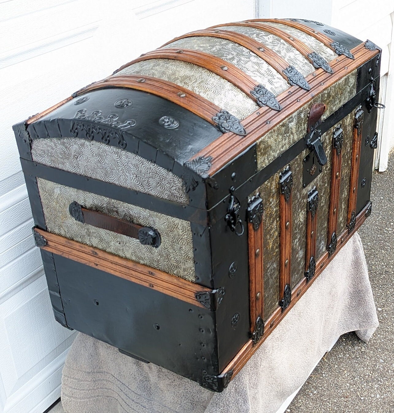 RARE Museum Find Stunning 1800's Wood and Tin Immigrant Steamer Trunk ...