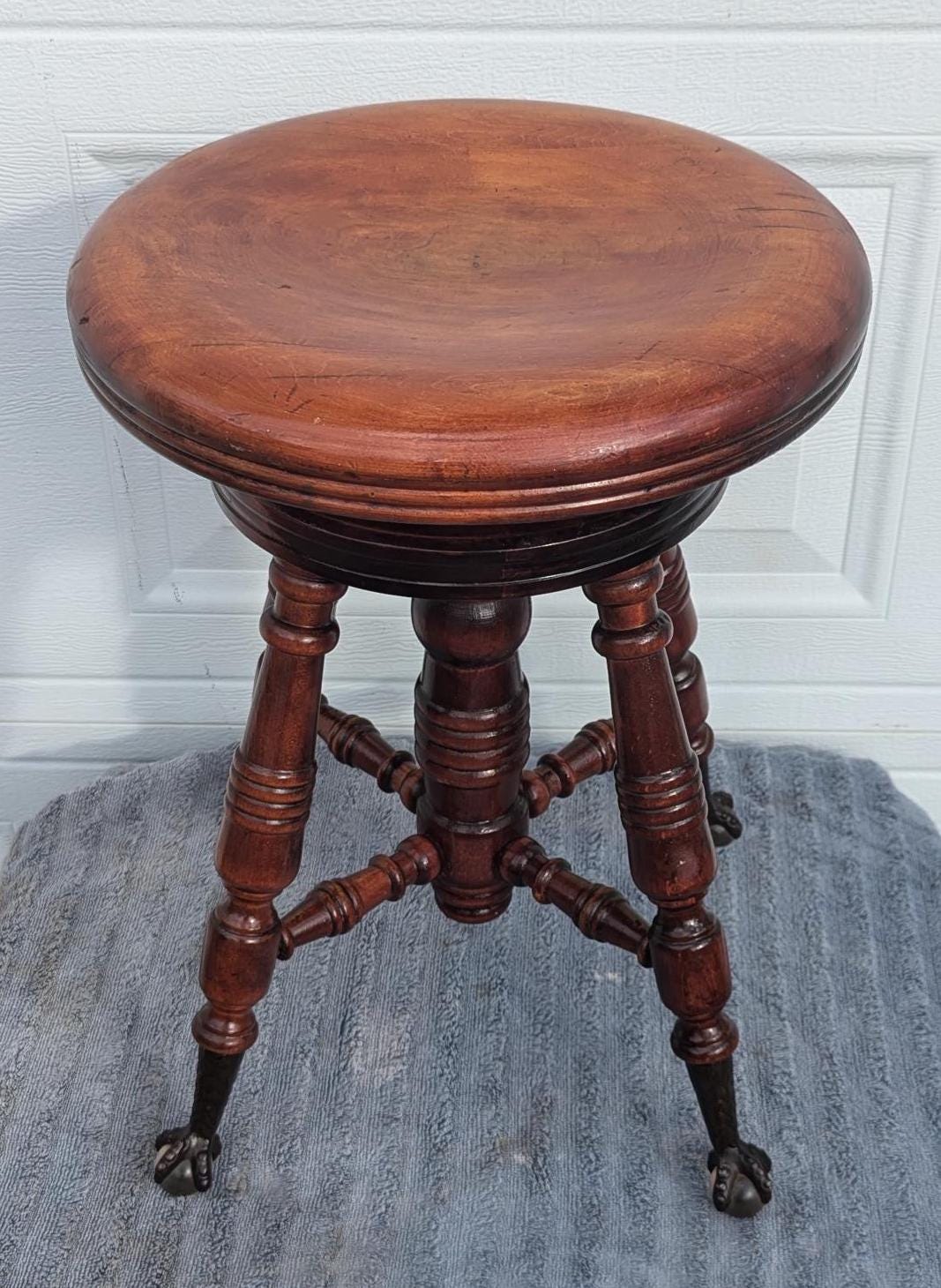 Fantastic Find Beautiful Ornate Hand Crafted Mahogany Piano Stool With ...